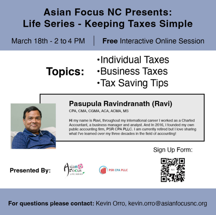 亚裔服务中心本周六報稅省稅ZOOM分享會_卡罗莱纳_新闻_华人头条